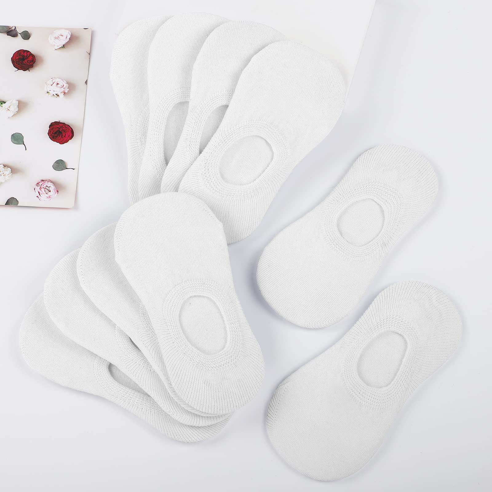 Witwot 10 Pairs No Show Socks for Kids Girls Boys Ankle Socks 5-6 Years White