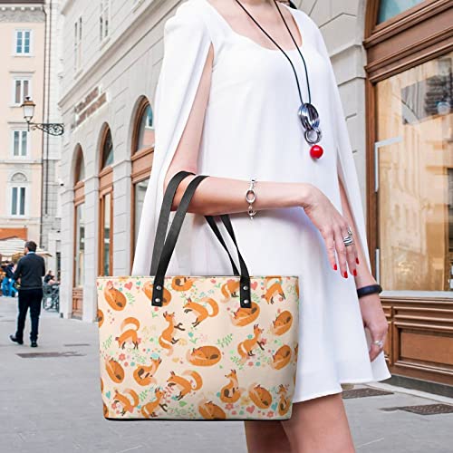 Womens Handbag Fox Leather Tote Bag Top Handle Satchel Bags For Lady