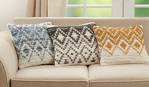SARO LIFESTYLE Nautica Collection Diamond Chindi Throw Pillow With Poly Filling, 18" x 18", Blue