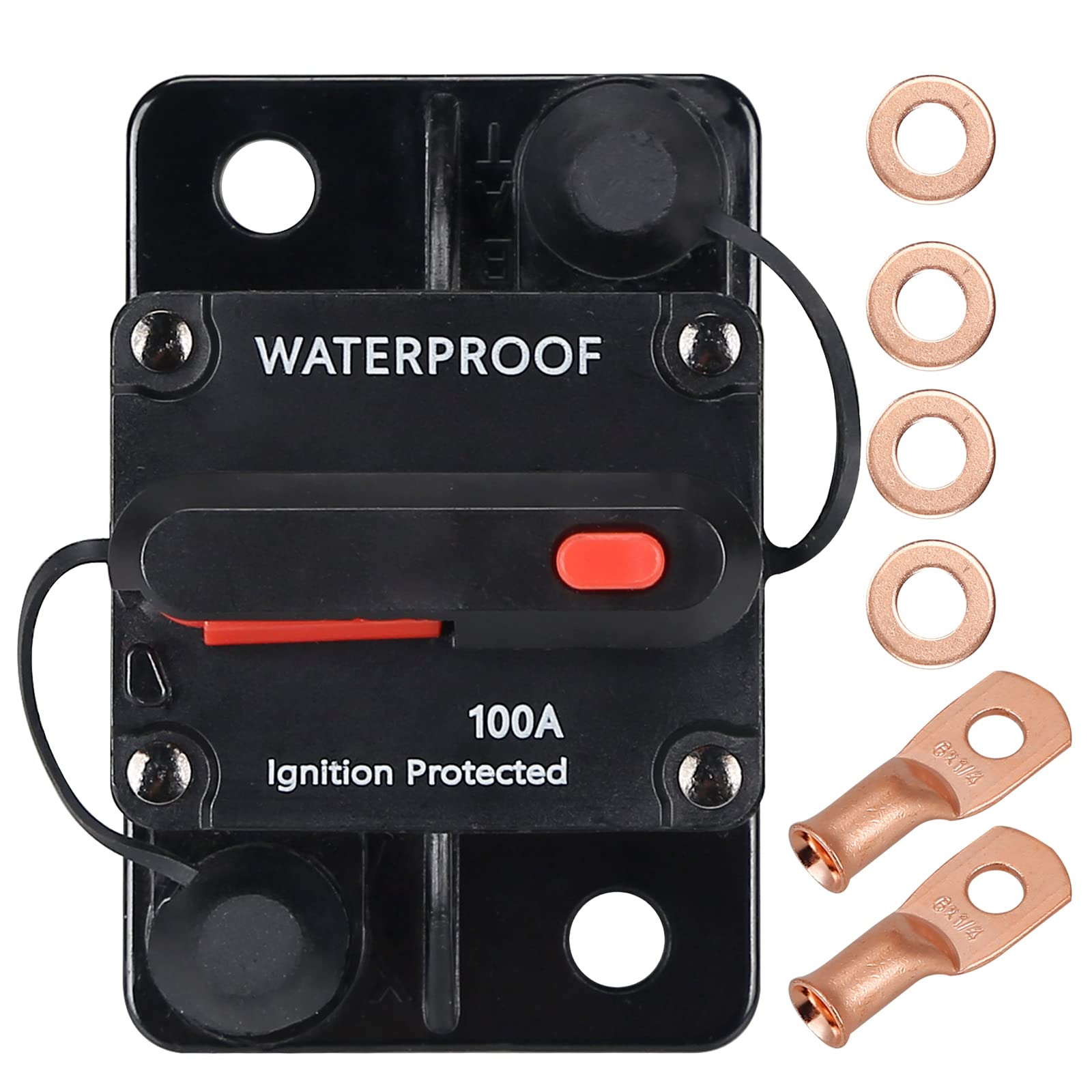 100 Amp Circuit Breaker,with Manual Reset,Waterproof, 12V-48V DC, 30-311A,for Car Marine Trolling Motors Boat ATV Manual Power Protect for Audio System Fuse