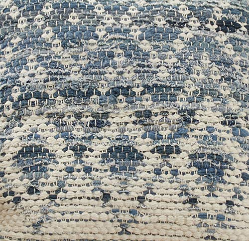 SARO LIFESTYLE Nautica Collection Diamond Chindi Throw Pillow With Poly Filling, 18" x 18", Blue