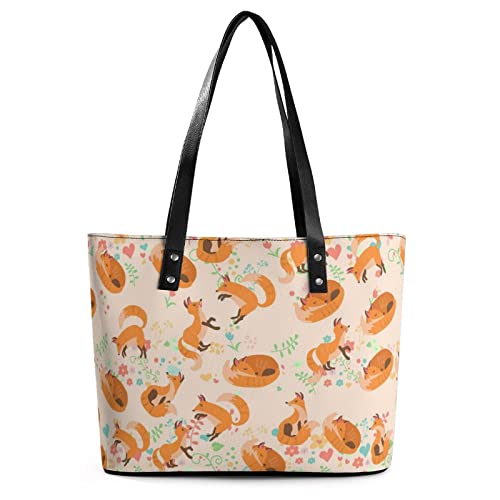 Womens Handbag Fox Leather Tote Bag Top Handle Satchel Bags For Lady