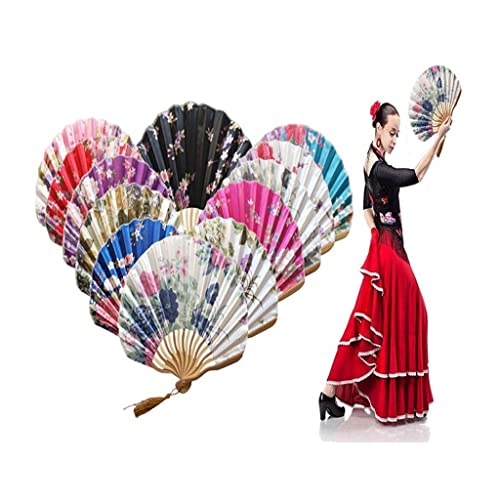 RAZZUM Folding Hand fansChinese Style Hand Held Fans,Silk Bamboo Pattern Folding Fans for Handheld Wedding Hand FanChinese Fans Fan (Color : F)