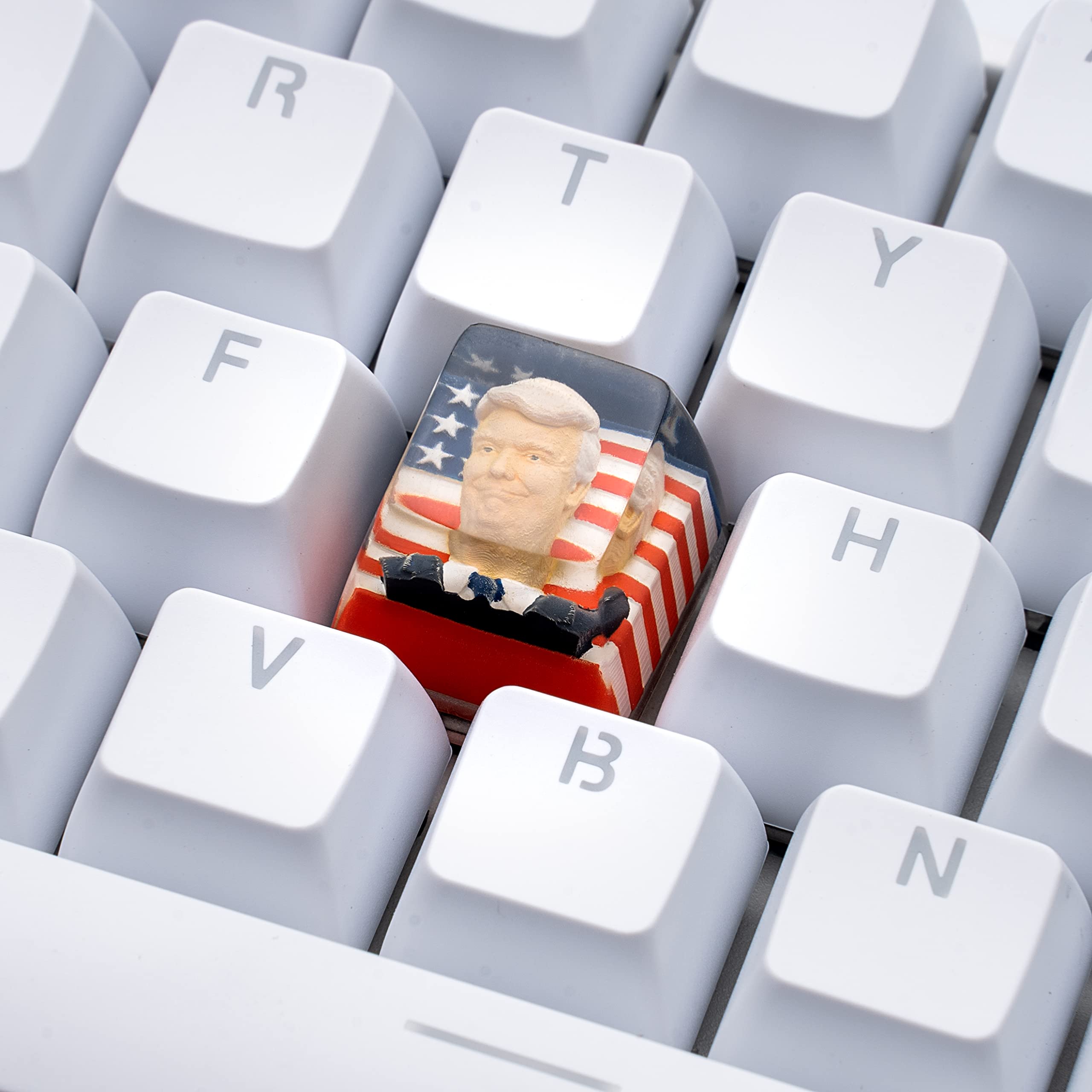 Ocean Key Artisan Keycaps for DIY Replacement Handmade Resin Keycaps Decoration, Trump Figure Handmade Resin Keycaps for Switch Gaming, Cherry MX Mechanical Keyboards (Red)