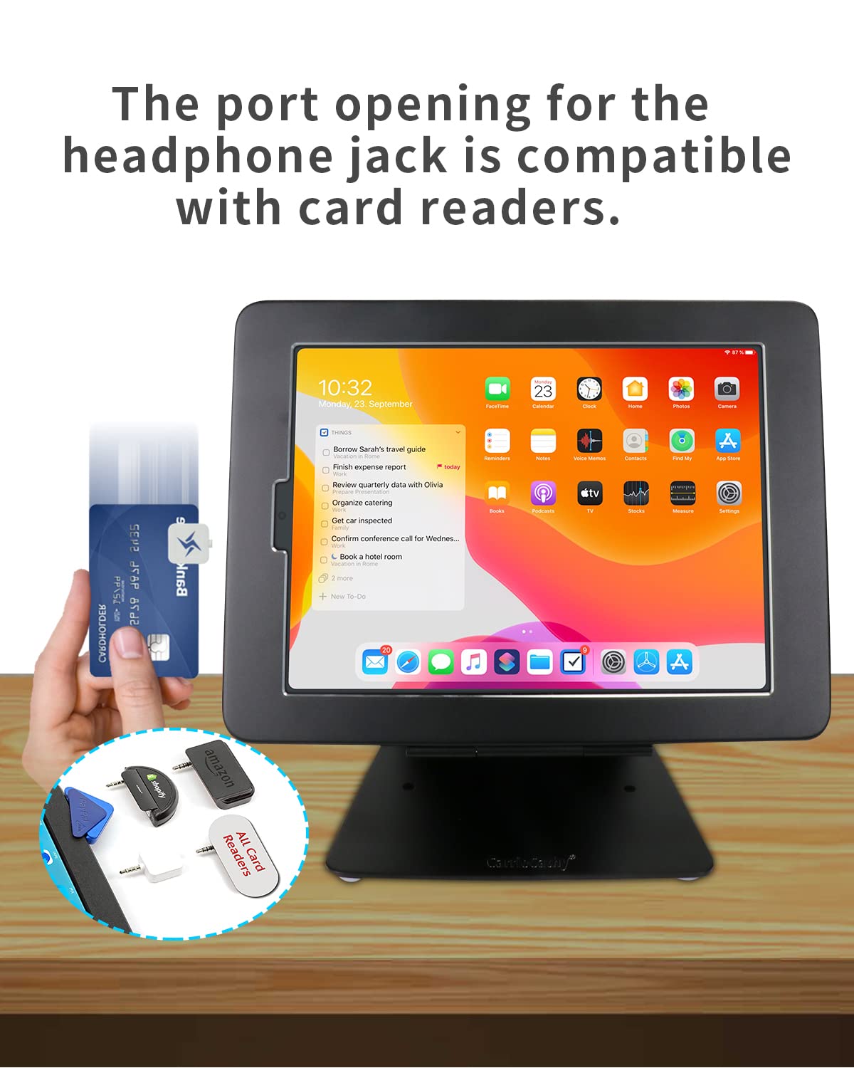 CarrieCathy Desktop Anti-Theft Security Kiosk POS Stand Holder Enclosure for 2022 2021 2020 iPad Pro 11", 10.9" 2022 iPad Air 5, 2020 iPad Air 4, Flip & Rotate