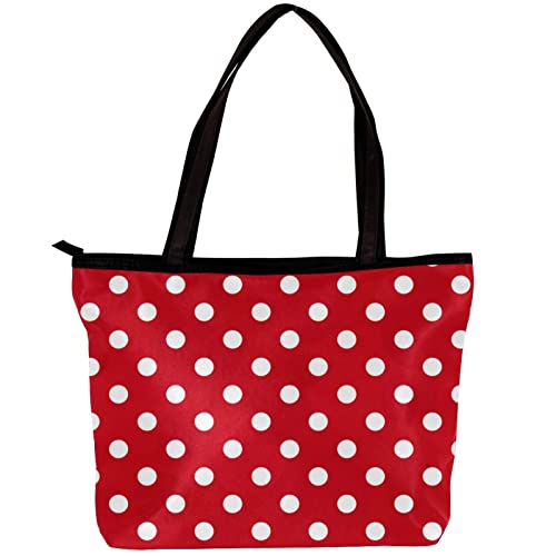Tote Bag Women Satchel Bag Handbag Stylish Tote Handbag for Women Hobo Bag Fashion Crossbody Bag, Red White Dots Modern Pattern