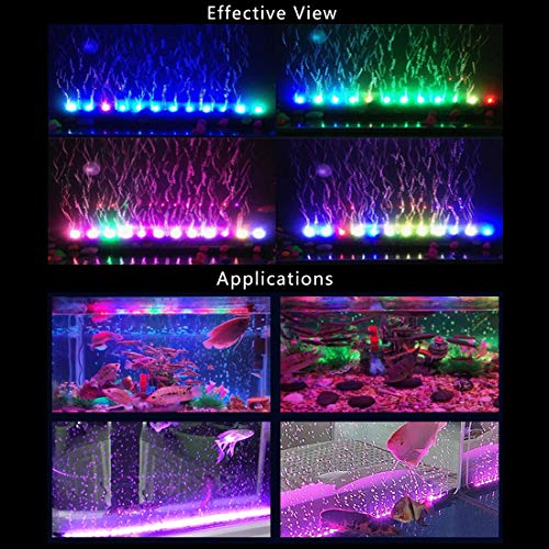 PULACO 1 Watt Aquarium Fish Tank Air Stone with Automatic Color Changing LED Light for Small Fish Tank Air Pump