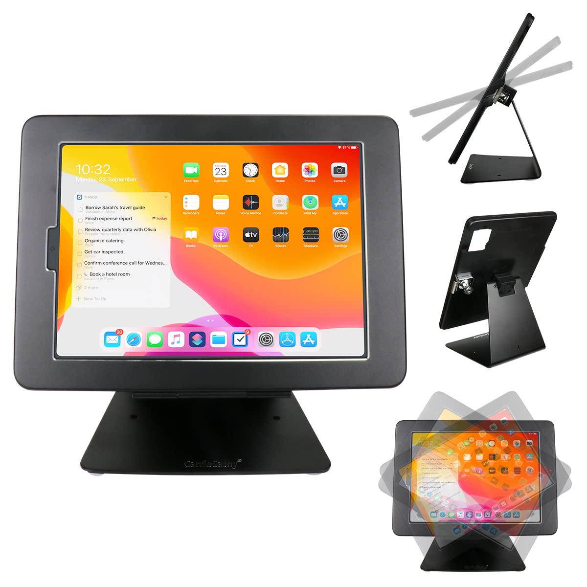 CarrieCathy Desktop Anti-Theft Security Kiosk POS Stand Holder Enclosure for 2022 2021 2020 iPad Pro 11", 10.9" 2022 iPad Air 5, 2020 iPad Air 4, Flip & Rotate