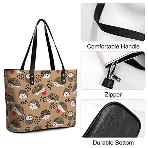 Womens Handbag Hedgehogs Leather Tote Bag Top Handle Satchel Bags For Lady