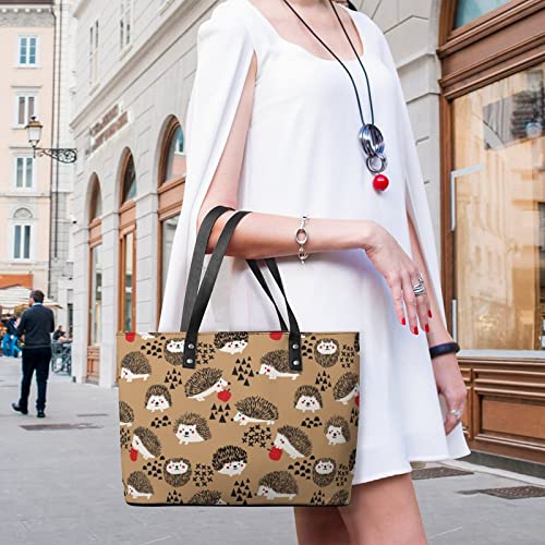 Womens Handbag Hedgehogs Leather Tote Bag Top Handle Satchel Bags For Lady