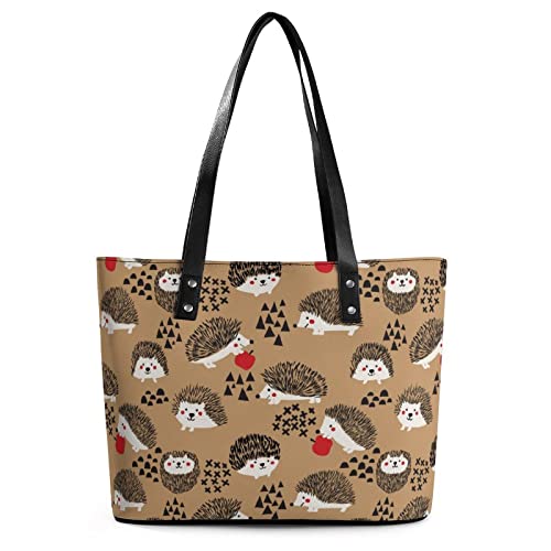 Womens Handbag Hedgehogs Leather Tote Bag Top Handle Satchel Bags For Lady