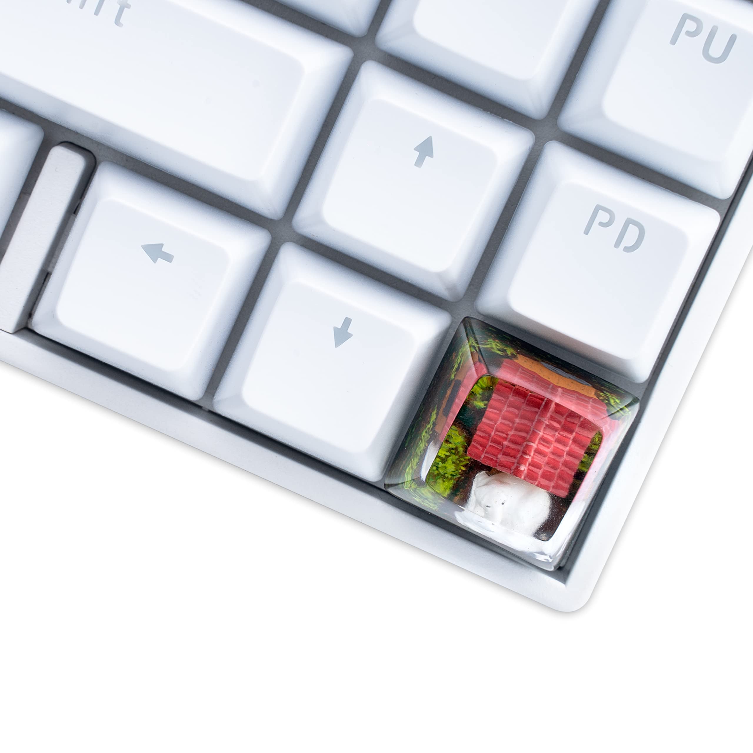 Ocean Key Artisan Keycaps for DIY Replacement Handmade Resin Keycaps Dog House Handmade Resin Keycaps for Switch Gaming, Cherry MX Mechanical Keyboards (Red)