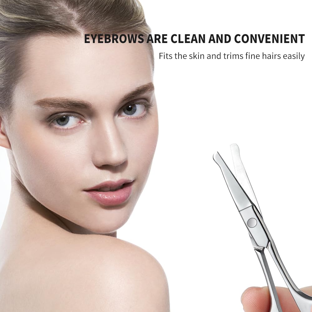 Small Scissors, Eyebrow Scissors, Nose Hair Scissors Round Tip Design, Will Not Hurt the Nasal Cavity. Professional Grooming Scissors for Hair, Eyelashes, Nose, Eyebrow Trimming, Mustache. - AsonTao