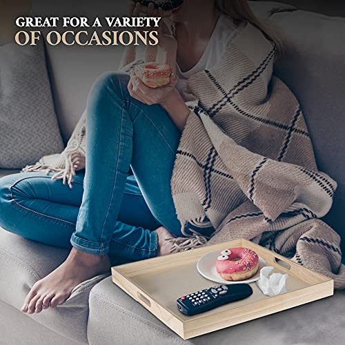 Hammont Wooden Square Nested Serving Trays (Largest Tray is 16") 5 Piece Set of Wood Trays for Crafts with Cut Out Handles | Kitchen Nesting Trays for Serving Pastries, Snacks, Mini Bars, Chocolate