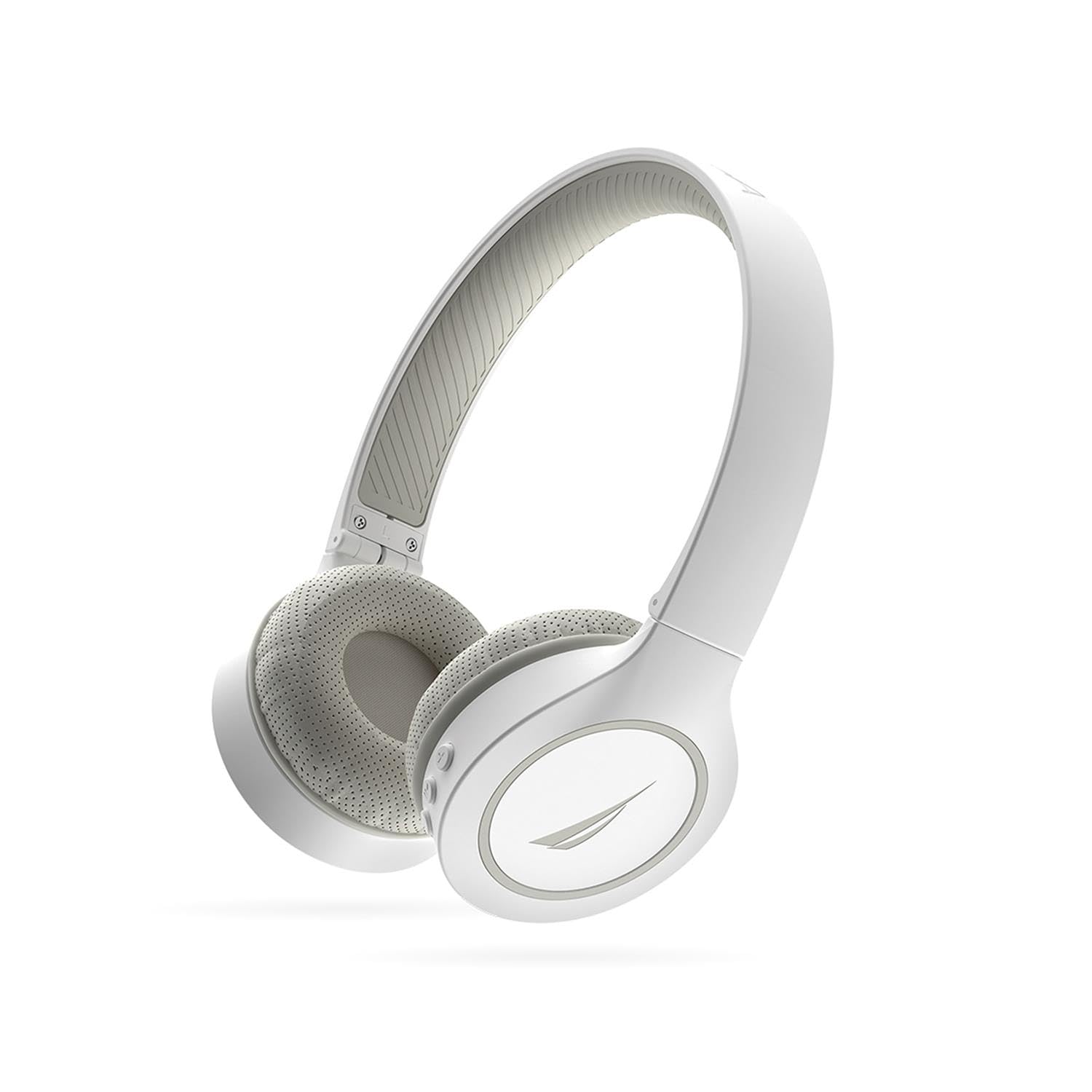 Nautica H120 Bluetooth Headphones, On-Ear Wireless Headphones with Built-in Microphone Bluetooth v5.0 Wireless and Wired Stereo Headset with Deep Bass, Foldable Over-Ear Headphones (White Off White)