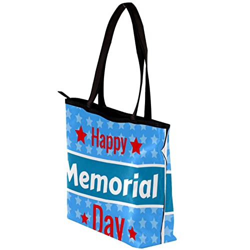 Women's Large Size Canvas Shoulder Bag Hobo Crossbody Handbag Casual Tote, Happy Memorial Day