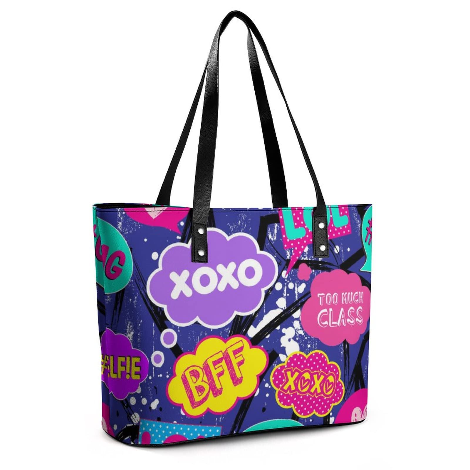 Womens Handbag Doodle Leather Tote Bag Top Handle Satchel Bags For Lady