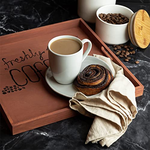 Hammont Wooden Square Nested Serving Trays (Largest Tray is 16") 5 Piece Set of Wood Trays for Crafts with Cut Out Handles | Kitchen Nesting Trays for Serving Pastries, Snacks, Mini Bars, Chocolate