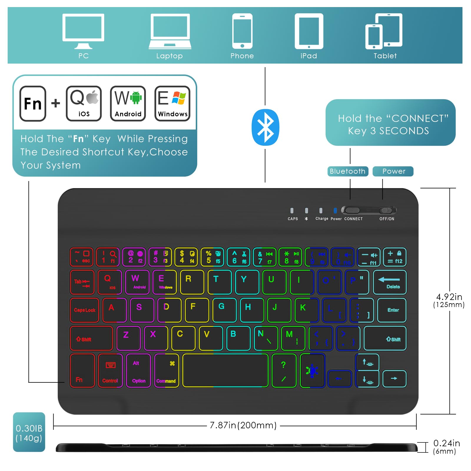 DETUOSI Backlit Keyboard Case for Samsung Galaxy Tab A7 Lite 8.7" 2021 (SM-T220/T227U) with S Pen Holder, 3 Viewing Angles Folio Leather Book Cover with Magnetic Closure + Wireless Keyboard Detachable