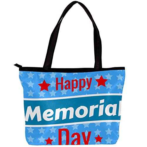 Women's Large Size Canvas Shoulder Bag Hobo Crossbody Handbag Casual Tote, Happy Memorial Day