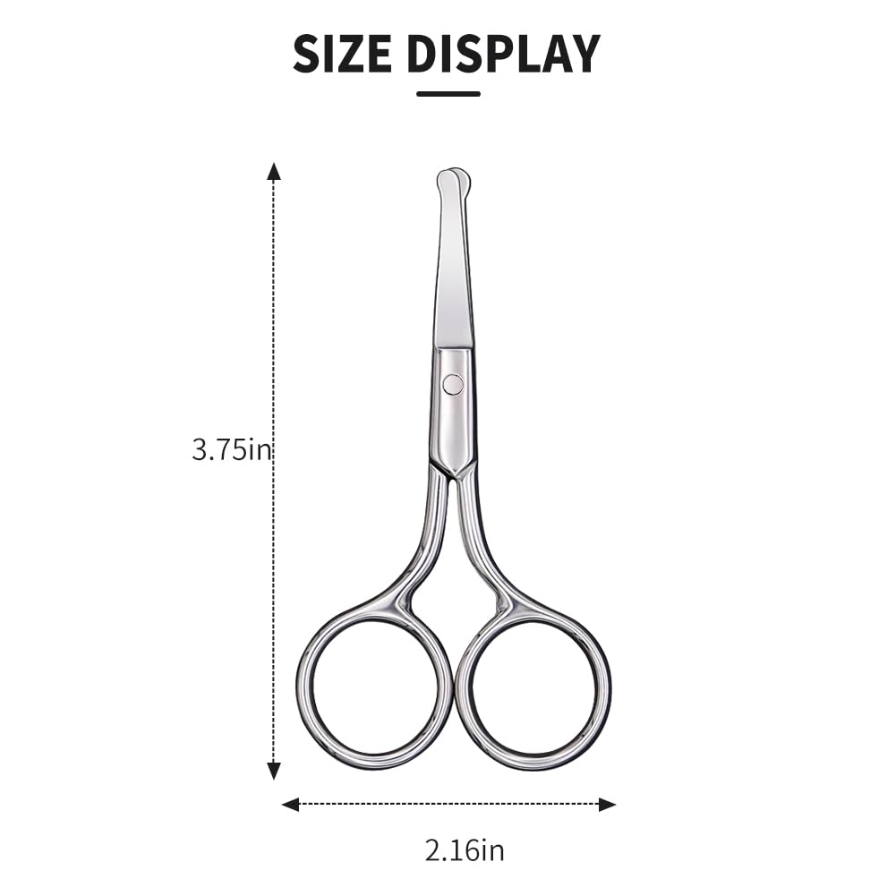 Small Scissors, Eyebrow Scissors, Nose Hair Scissors Round Tip Design, Will Not Hurt the Nasal Cavity. Professional Grooming Scissors for Hair, Eyelashes, Nose, Eyebrow Trimming, Mustache. - AsonTao