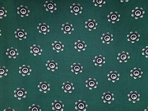 Fabricity - Rayon Challis Fabric by The Yard - 58 inches Wide - Printed Small Flower Designs (Green & White, 1 Yard)