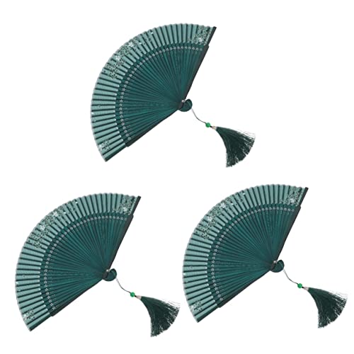 CLISPEED 3pcs Folding Fan Cosplay Fan Prop Personal Fans Hand Fan Kung Fu Fans Orient Fans Chinese Dance Fans Chinese Fan Foldaway Fan Bamboo Decor Cosplay Prop Cloth Miss Household East