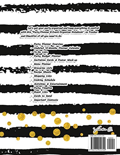 Party Planner and Event Organizer Notebook: Event Planner Organizer, Holiday Party Planning Management, Calendar, To-Do List, Decor Idea, Guest List, ... List, Budget Tracker, Black & Gold Cover