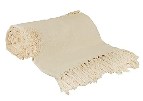 CRAFKART White Throw Blanket | Throw Blanket for Couch | Throw Blanket with Fringe | Farmhouse Throw Blanket | Cozy Decorative Throw for Sofa | Bed and Living Room Throw | Suitable for Women Men