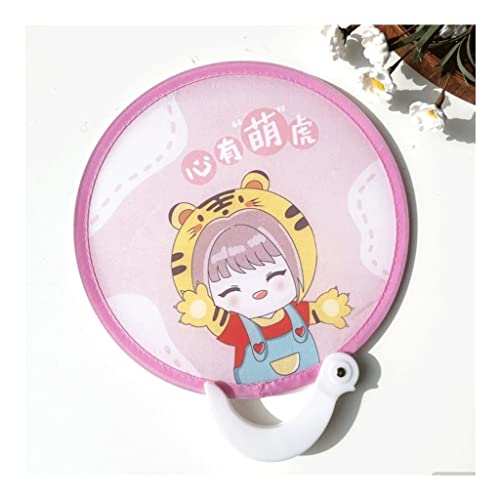 Decorative Folding Fans Handheld Fans Mini Folding Fan Small Fan Cloth Fan Pocket Fan Convenient Portable Folding Round Fan Elegant Hand Fans Vintage style (Color : Navy)