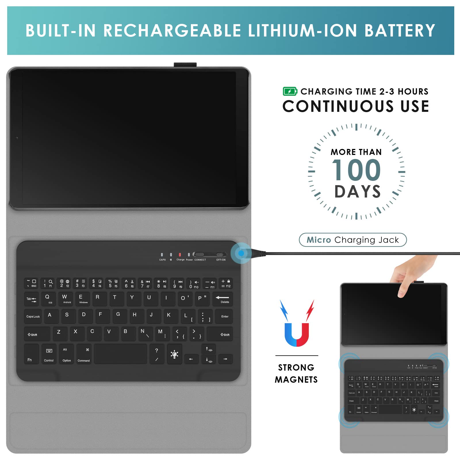 DETUOSI Backlit Keyboard Case for Samsung Galaxy Tab A7 Lite 8.7" 2021 (SM-T220/T227U) with S Pen Holder, 3 Viewing Angles Folio Leather Book Cover with Magnetic Closure + Wireless Keyboard Detachable