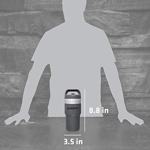 Stanley IceFlow Stainless Steel Tumbler with Straw - Vacuum Insulated Water Bottle for Home, Office or Car - Reusable Cup with Straw Leakproof Flip - Cold for 12 Hours or Iced for 2 Days (Charcoal)