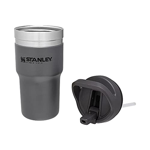 Stanley IceFlow Stainless Steel Tumbler with Straw - Vacuum Insulated Water Bottle for Home, Office or Car - Reusable Cup with Straw Leakproof Flip - Cold for 12 Hours or Iced for 2 Days (Charcoal)