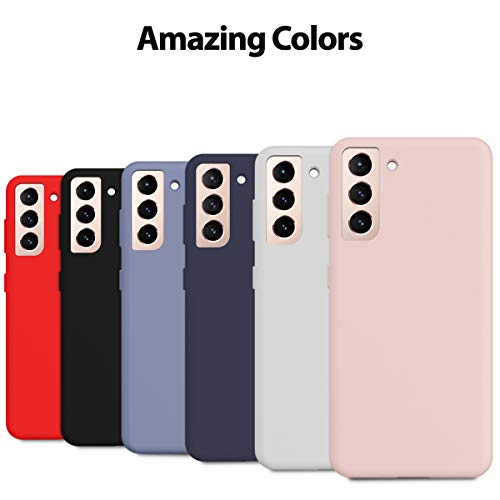 GOOSPERY Liquid Silicone Case for Galaxy S21 Case(6.2 inches) Silky-Soft Touch Full Body Protection Shockproof Cover Case with Soft Microfiber Lining - Lavender Grey