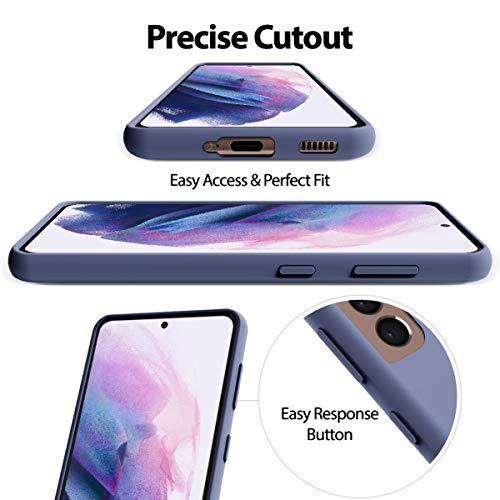 GOOSPERY Liquid Silicone Case for Galaxy S21 Case(6.2 inches) Silky-Soft Touch Full Body Protection Shockproof Cover Case with Soft Microfiber Lining - Lavender Grey