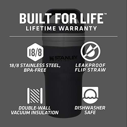 Stanley IceFlow Stainless Steel Tumbler with Straw - Vacuum Insulated Water Bottle for Home, Office or Car - Reusable Cup with Straw Leakproof Flip - Cold for 12 Hours or Iced for 2 Days (Charcoal)