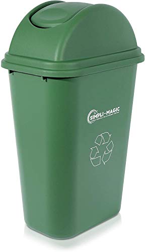 SIMPLI-MAGIC Swing-Top Lid Recycle Bin, Premium, Green