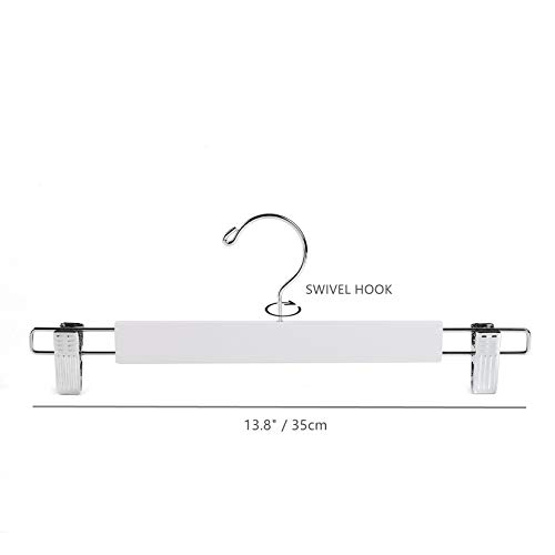 Better to U White Wooden Pants Skirt Jeans Hangers, Wood Bottom Hanger with Adjustable Clips (White 20pcs
