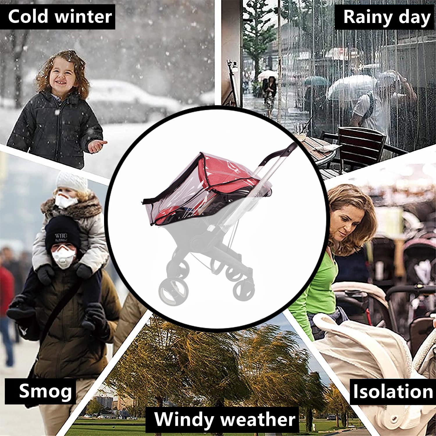 Baby Car Seat Stroller Rain Cover for Doona, Baby Stroller Transparent Travel Raincover Car Seat Accessory, Infant Pushchair Buggy Ventilated Rain Weather Shield with Easy Access Zipper for Doona