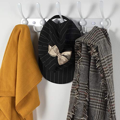 Coat Rack Wall Mounted, Coat Hanger Wall 5 Tri Hooks Heavy Duty Stainless Steel Coat Hook Rail for Coats Towels Purse Robes Keys and Hats(White)