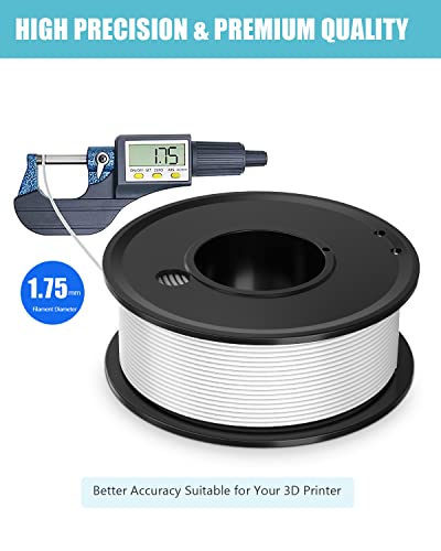 Haosegd 3D Printer Filament PLA 1.75mm 3-D Printing Materials 5 Colors Bundle Print Filiment 1.75 mm White Black Red Blue Purple Dimensional Accuracy ±0.02mm Fillament Spool Vacuum Packaging 250G X 5