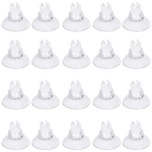 Pawfly 20 Pack Aquarium Suction Cups with Clips and Adjustable Zip Ties Cables Fish Tank Tools for Binding Moss Holding Airline Tubing Decorations Shrimp Nests and Reptile Hammocks