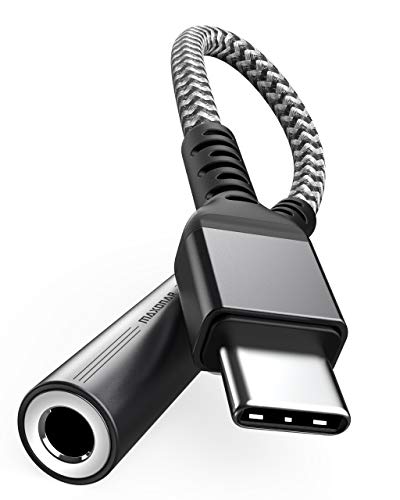 Maxonar USB Type C Headphone Adapter, Upgraded USB-C to 3.5mm Jack Dongle Digital to Analog Aux Audio Converter for Galaxy S22 S21 S20 Note 20 10 S10 S9 iPad Pixel 5 4XL-Grey