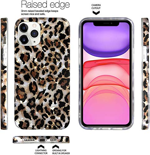 J.west iPhone 11 Pro Max Case Leopard for Women Girls,Cute Sparkle Translucent Clear Stylish Cheetah Pattern Design Slim Soft TPU Silicone Protective Phone Case Cover for iPhone 11 Pro Max 6.5" Bling