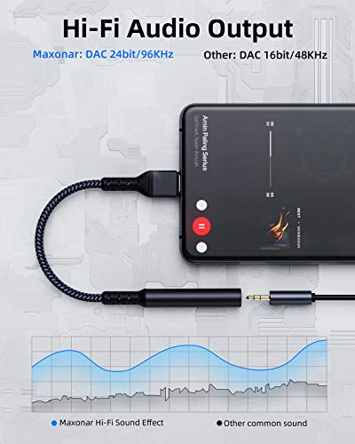 Maxonar USB Type C Headphone Adapter, Upgraded USB-C to 3.5mm Jack Dongle Digital to Analog Aux Audio Converter for Galaxy S22 S21 S20 Note 20 10 S10 S9 iPad Pixel 5 4XL-Grey