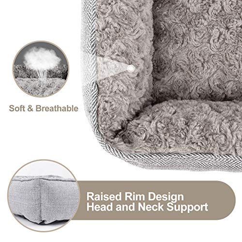 FURTIME Durable Dog Bed for Large Medium Small Dogs Soft Washable Pet Bed Orthopedic Dog Sofa Bed Breathable Rectangle Sleeping Bed Anti-Slip Bottom(25'', Grey)