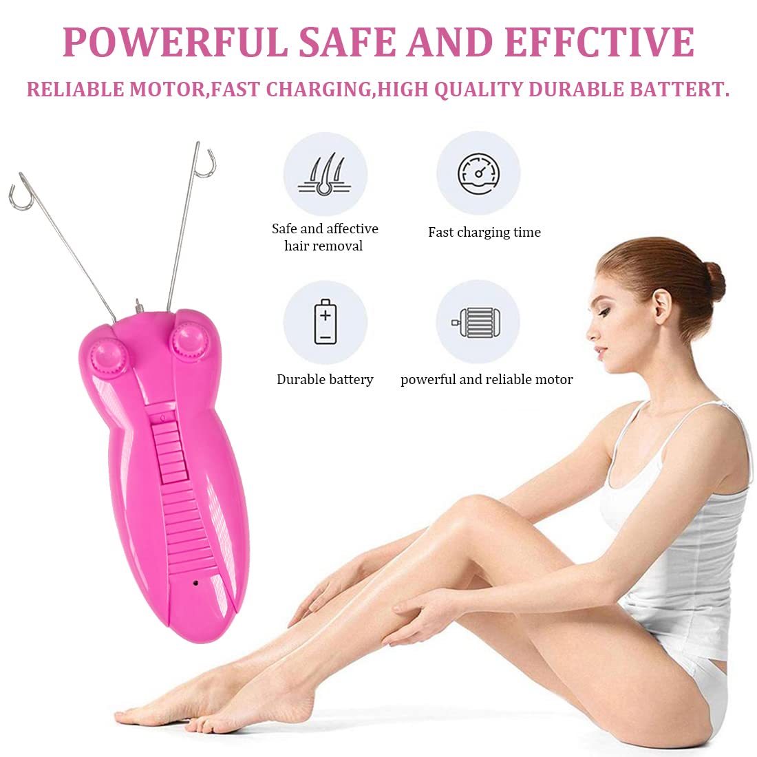 Electric Facial Hair Remover for Women,USB Rechargeable Thread Epilator Cotton Threading Hair Removal for Face Arms Legs Back