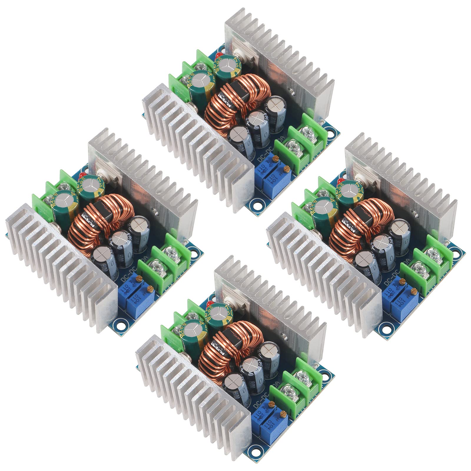 4Pcs 20A 300W Buck Converter Step Down Module DC 6-40V to 1.2-36V 20A 300W Adjustable Constant CC CV Current Voltage Regulator Power Supply Module with Short Circuit Protection Function