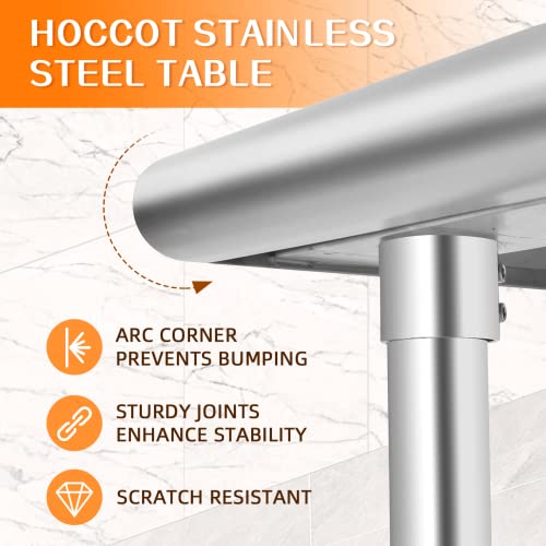 HOCCOT Stainless Steel Prep & Work Table with Adjustable Shelf, with Backsplash and Wheels, Kitchen Island, Commercial Workstations, Utility Table in Kitchen Garage Laundry Room Outdoor BBQ, 24" X 30"