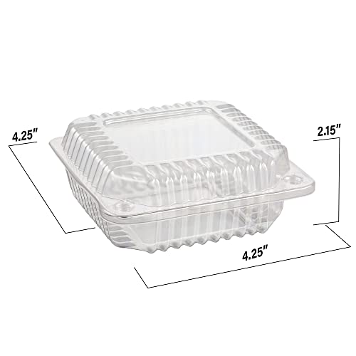 MT Products Clear Plastic Square Hinged Food Container, 5" Length x 5" Width x 2 1/8" Depth, Keep your Food Secure Shallow (40 Pieces) - Made in The USA